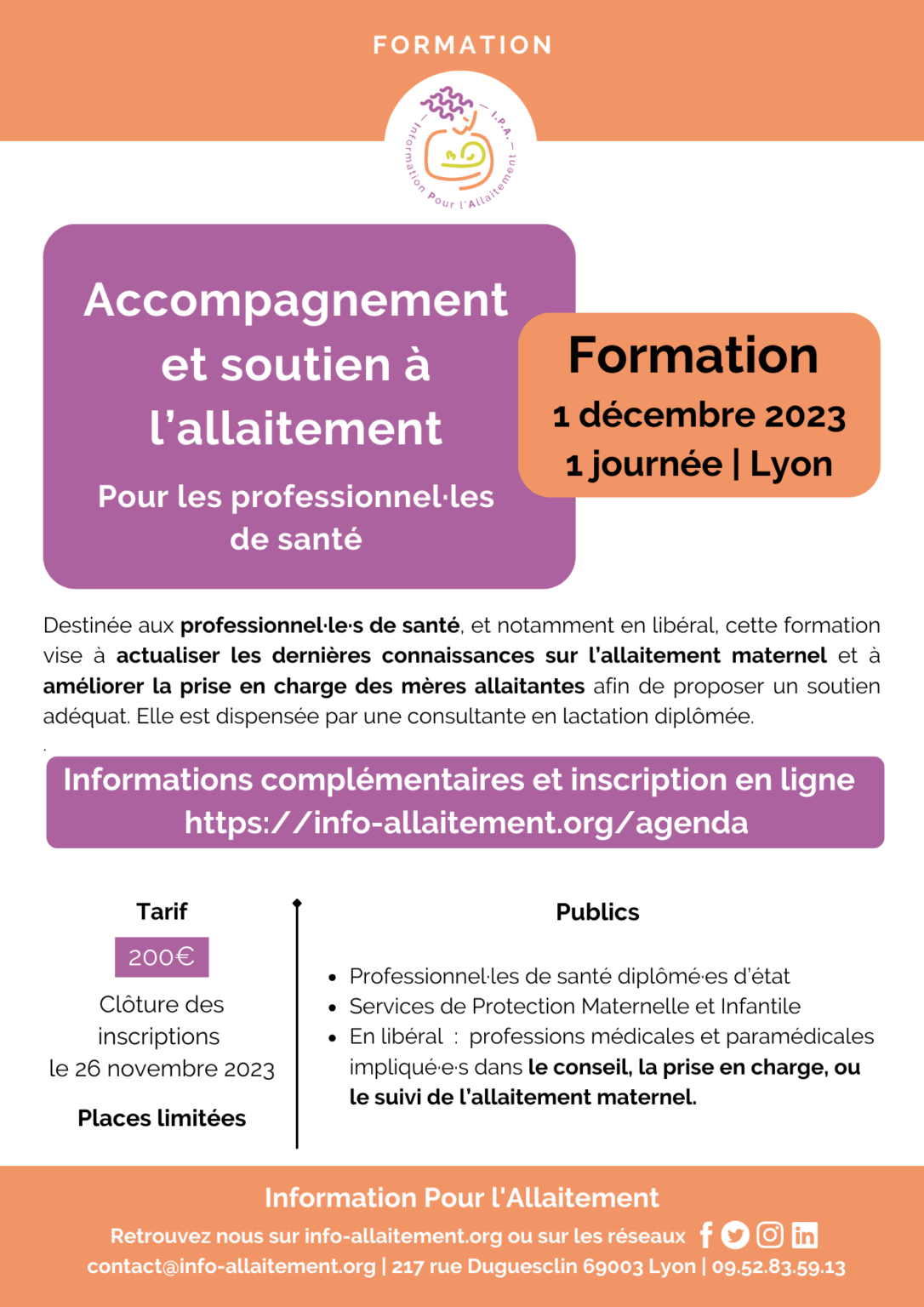 Formation IPA « Accompagnement et soutien à l’allaitement » pour pros ...